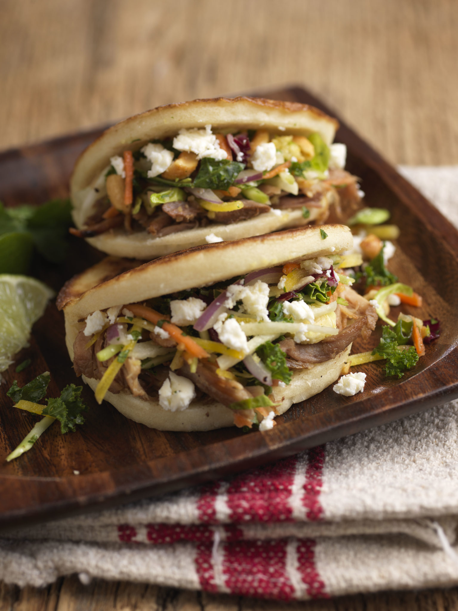 Veggie Power Blend Arepas with Pork Carnitas & Fiery Aji Amarillo Sauce ...