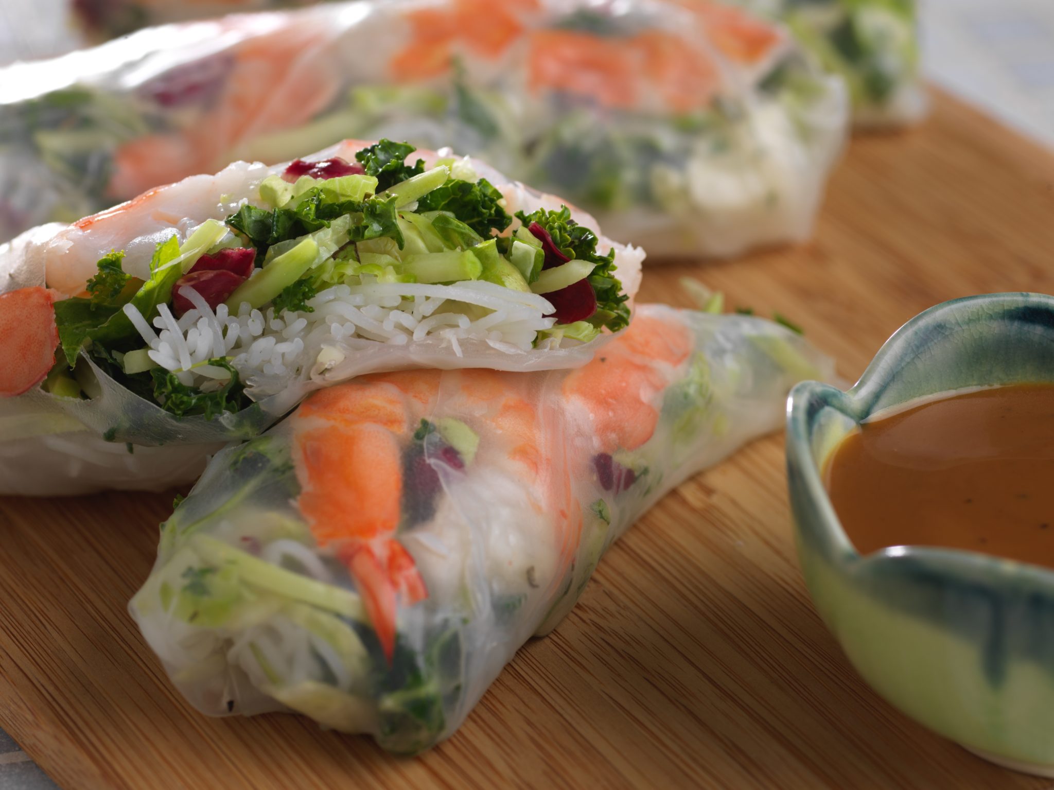 Kale Cabbage Blend Spring Rolls with Spicy Peanut Sauce - Foodservice ...
