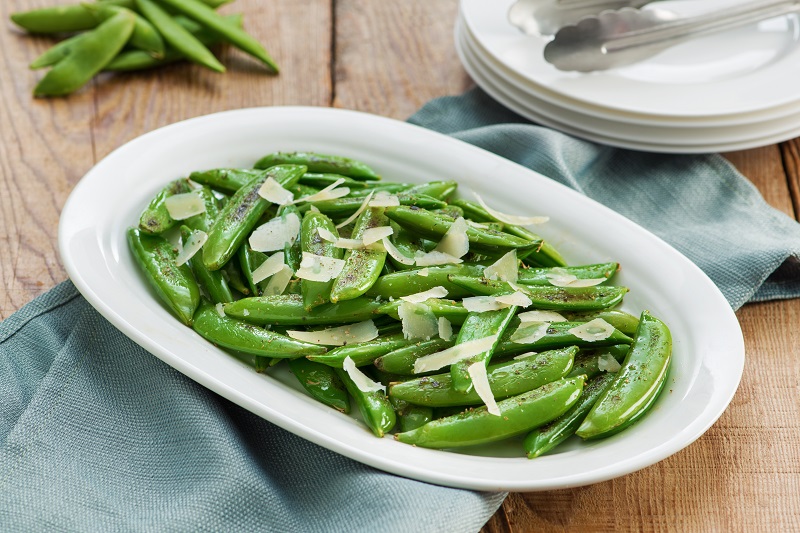 Oven Roasted Sugar Snaps Parmigiano - Mann's Fresh Vegetables