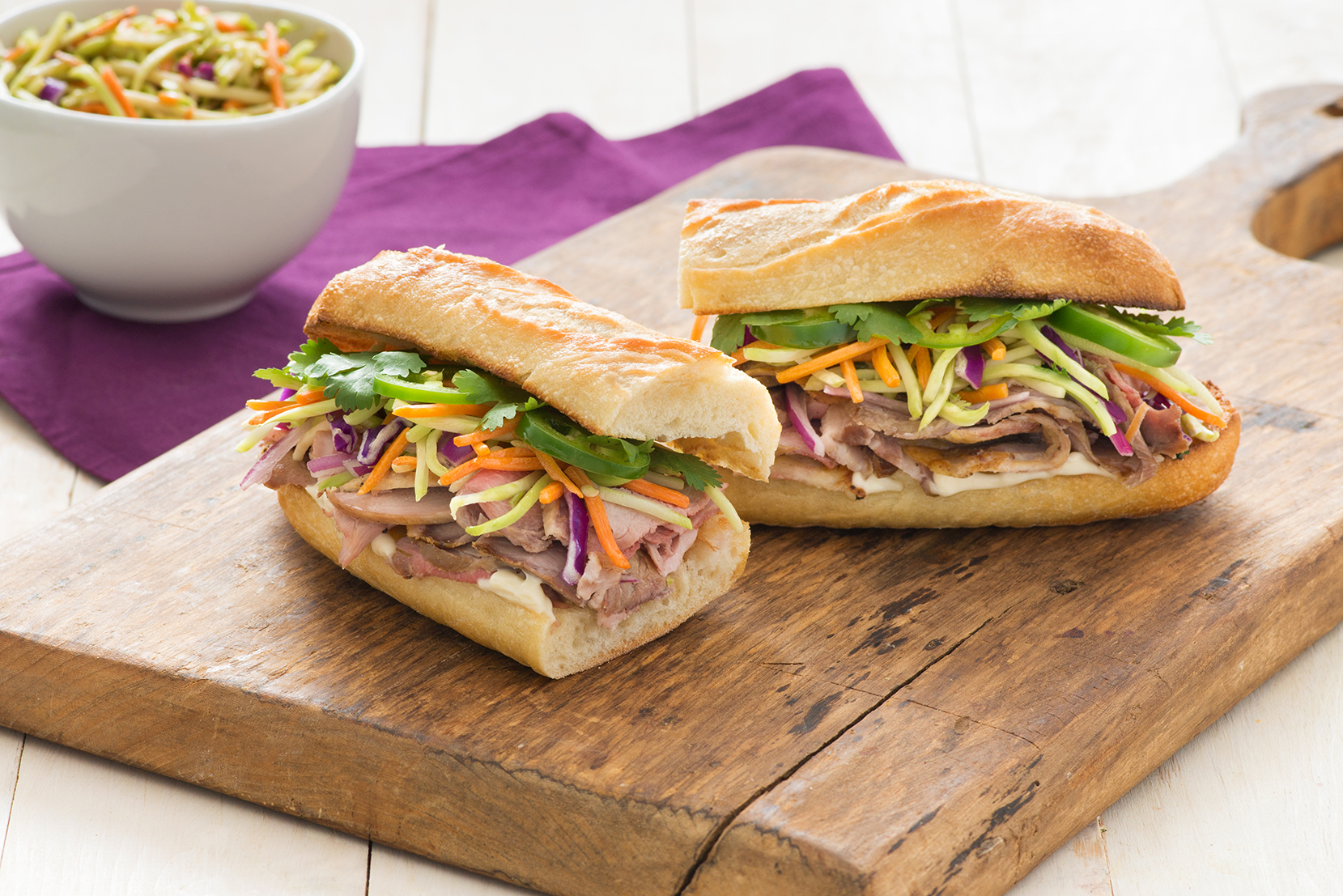 Spicy Pork Banh Mi with Kimchi Style Broccoli Slaw - Mann's Fresh ...