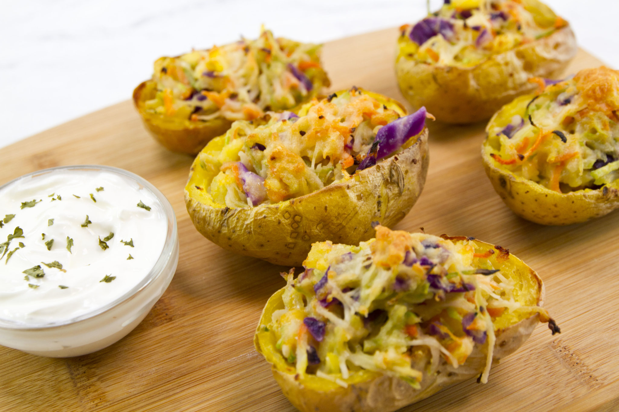 Thrice-Baked Broccoli Slaw Potatoes - Mann's Fresh Vegetables